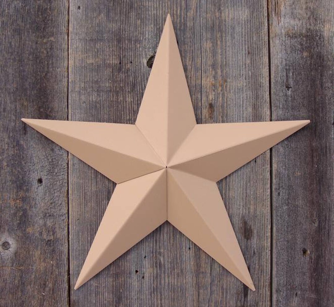3"- 10" Solid Tan Galvanized Metal Tin Painted Barn Star Farmhouse ...