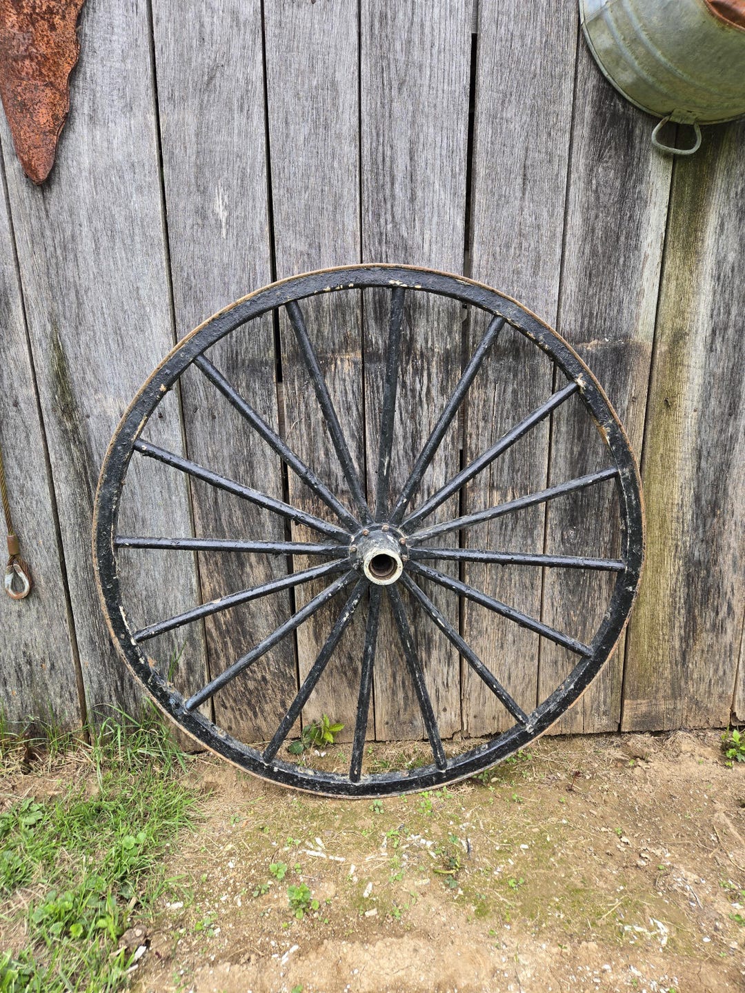 Authentic Amish Country Wagon Wheel - Rustic Garden Décor, Primitive ...