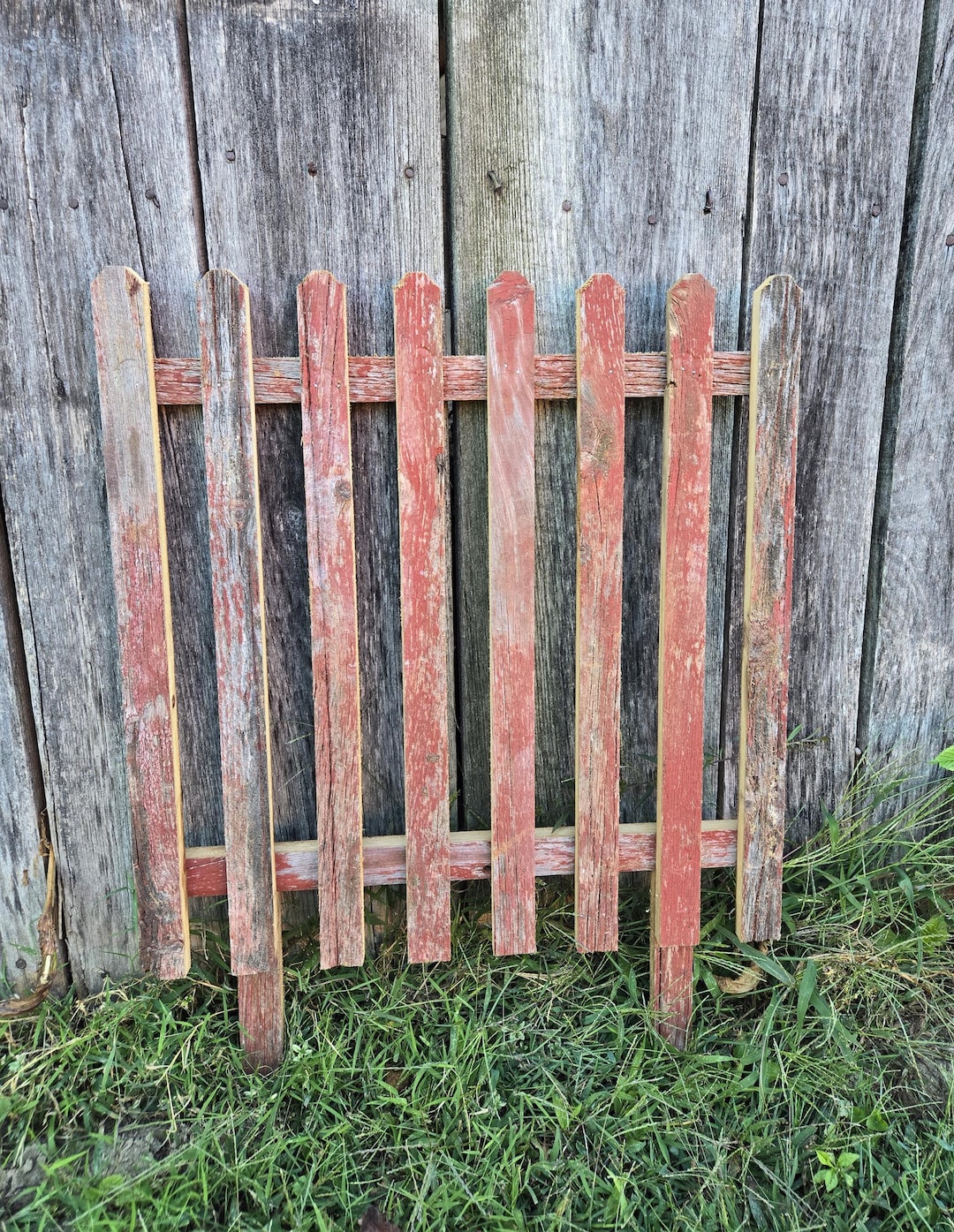 Rustic Reclaimed Barn Wood Picket Fence Panel With Stakes - 24"h X 22.5 ...
