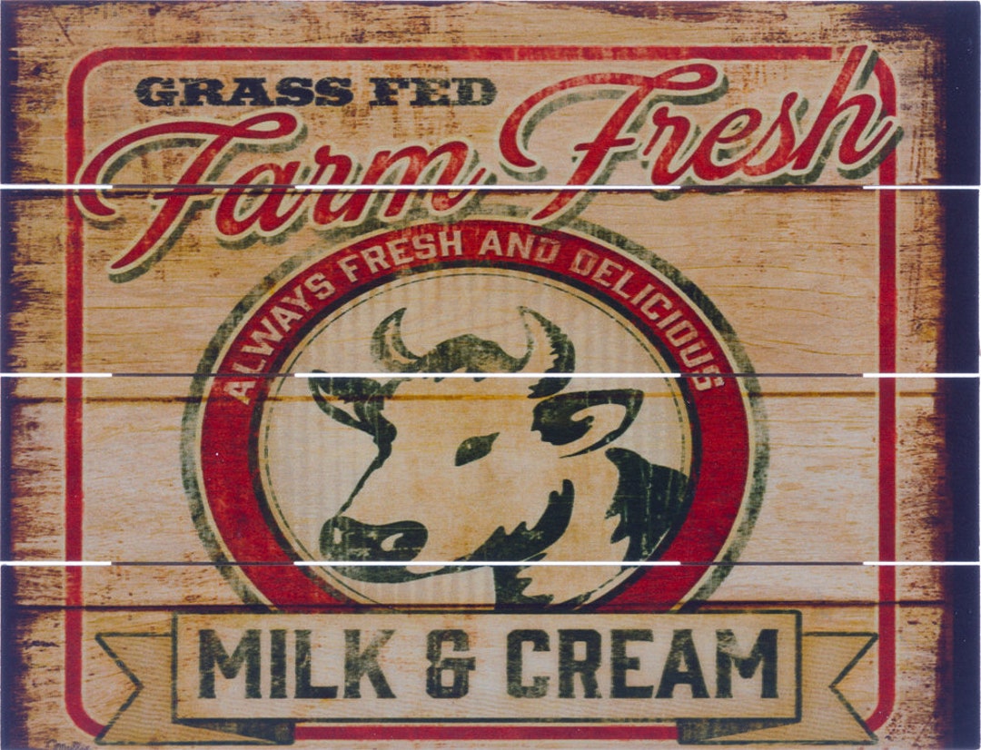 Rustic Farmhouse Kitchen Sign: Grass-fed Milk & Cream - Pallet Wood ...