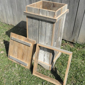 Amish Country Collectible Handmade Reclaimed Barn Wood Garbage Can With ...