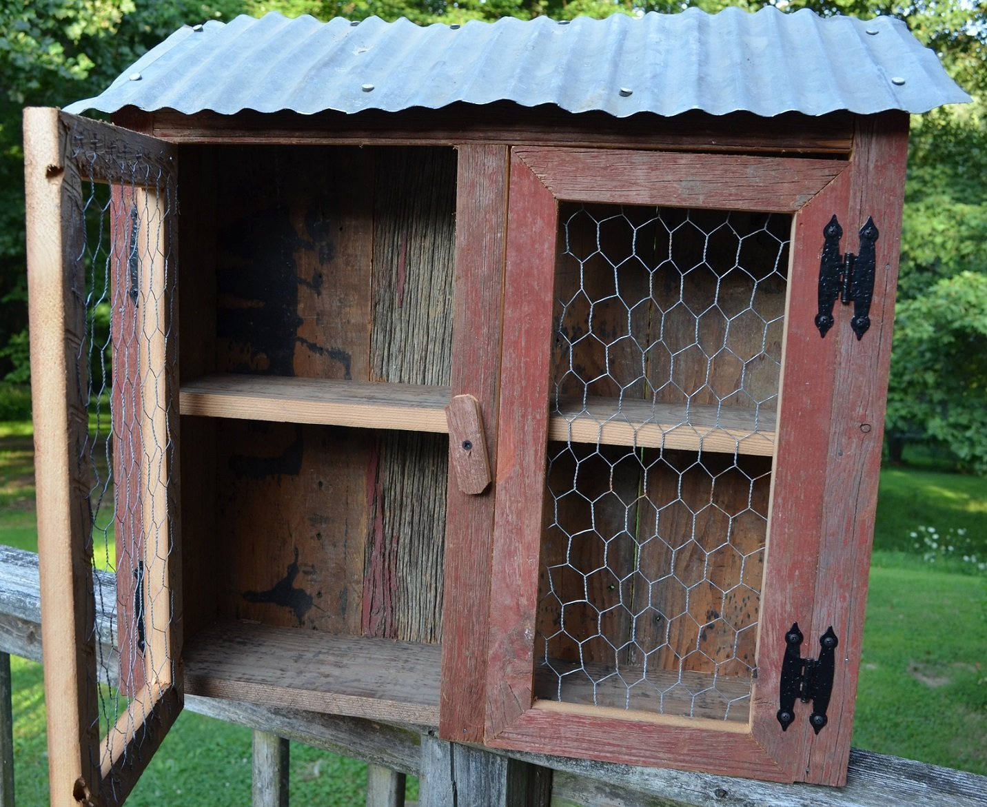 Rustic Chicken Coop Wall Cabinet: Reclaimed Barn Wood, Tin & Wire ...