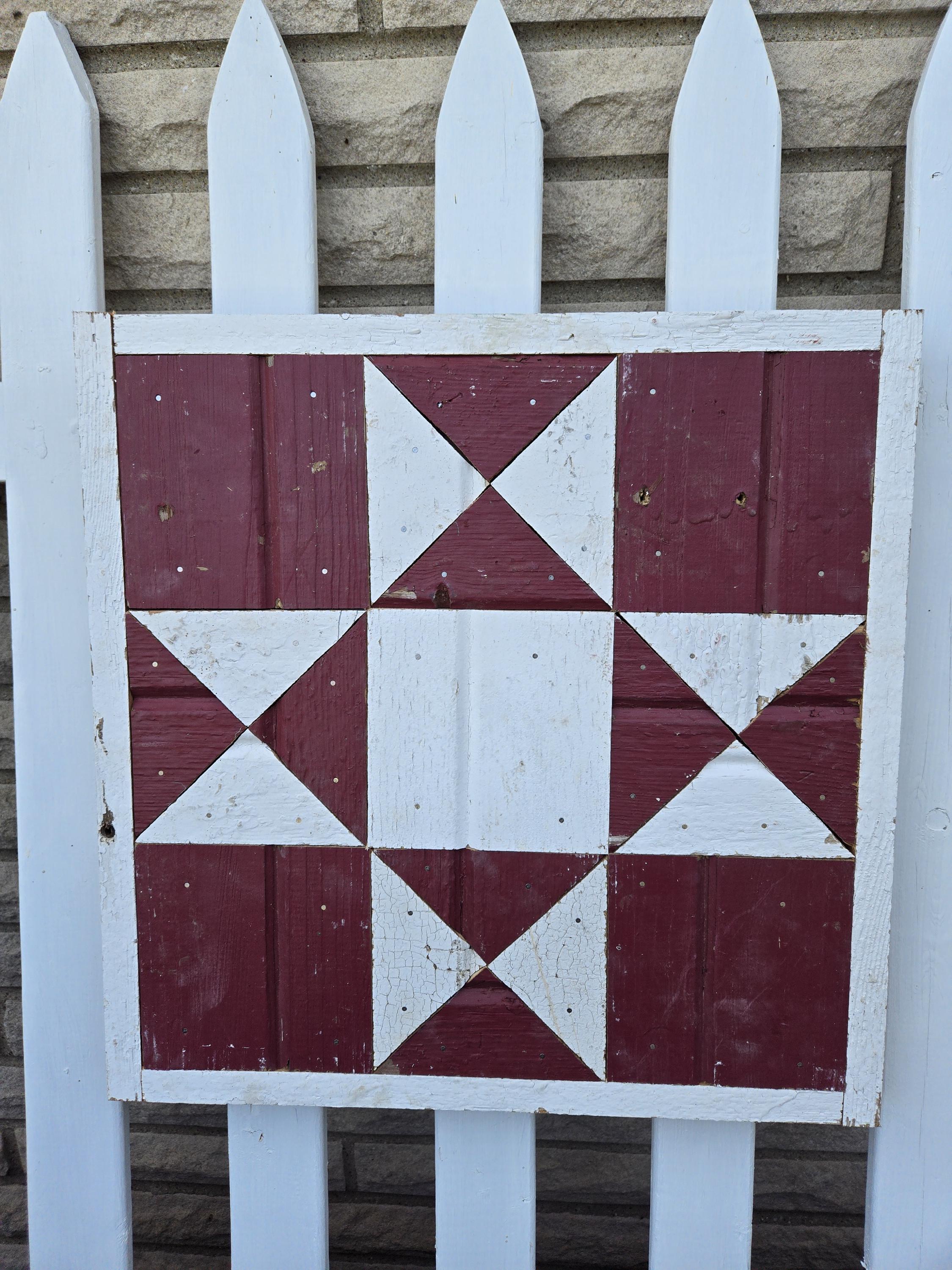 18" X 18" Reclaimed Barn Wood Quilt Square Red and White - Etsy