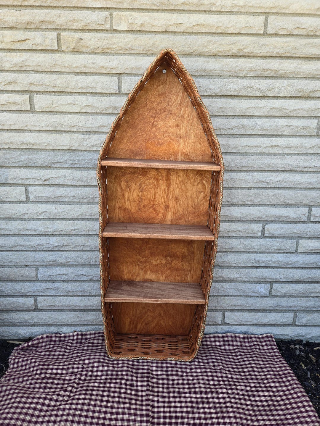Handcrafted Nautical Boat Shelf With Basket Reed & Solid Wood - Large ...