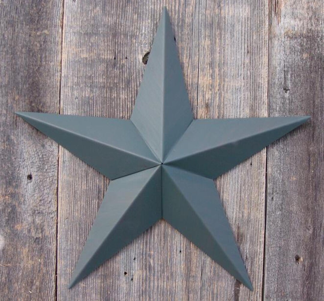 3"- 10” Solid Green 3"-10" Galvanized Metal Tin Painted Barn Star ...