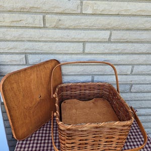 Handcrafted Square Double Pie Carrier: Wooden Basket With Swinging ...