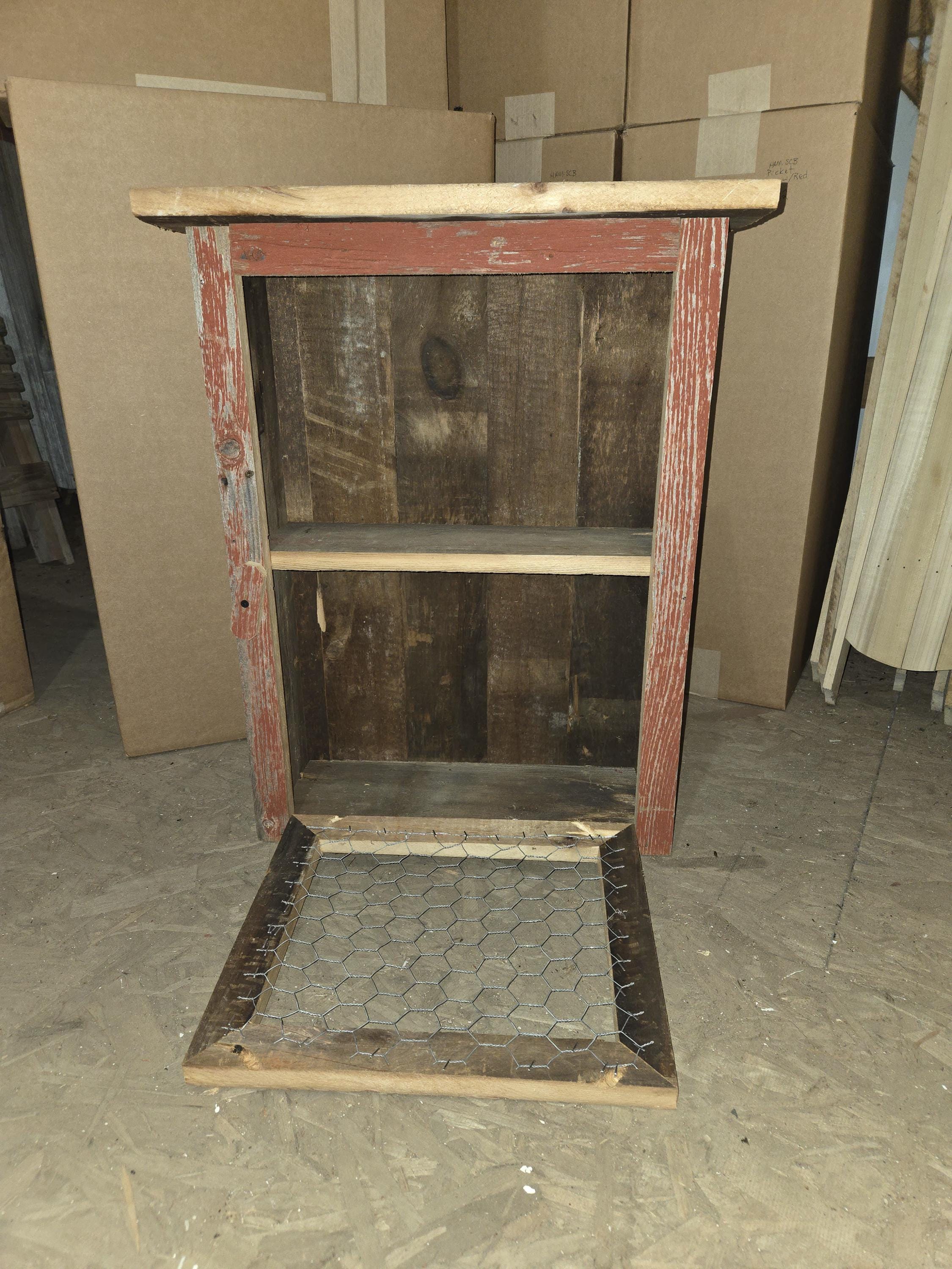 Drop Down Door Chicken Wire Barn Wood Display Country Cabinet Display ...