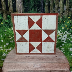 18" X 18" Reclaimed Barn Wood Quilt Square Red and White - Etsy