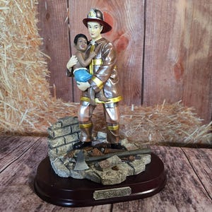 Fireman With a Young Boy in His Arms 3D Resin Decorative Figurine - Etsy