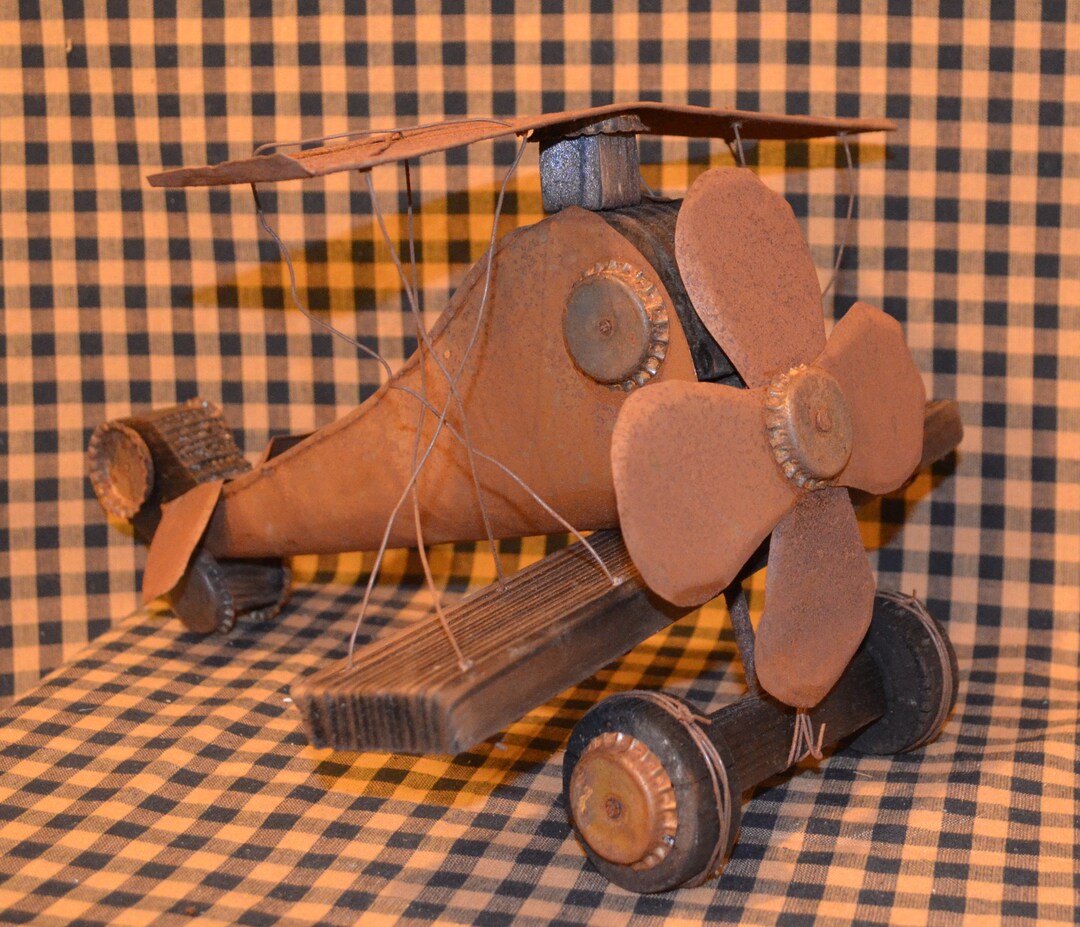 Rustic Vintage Wood and Metal Biplane - Etsy