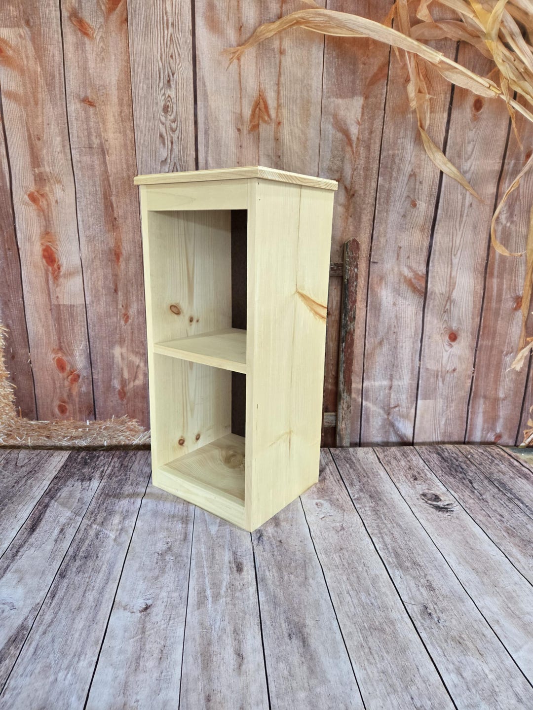 Unfinished Solid Pine Wood 2 Hole Cube Storage Organization Cabinet ...