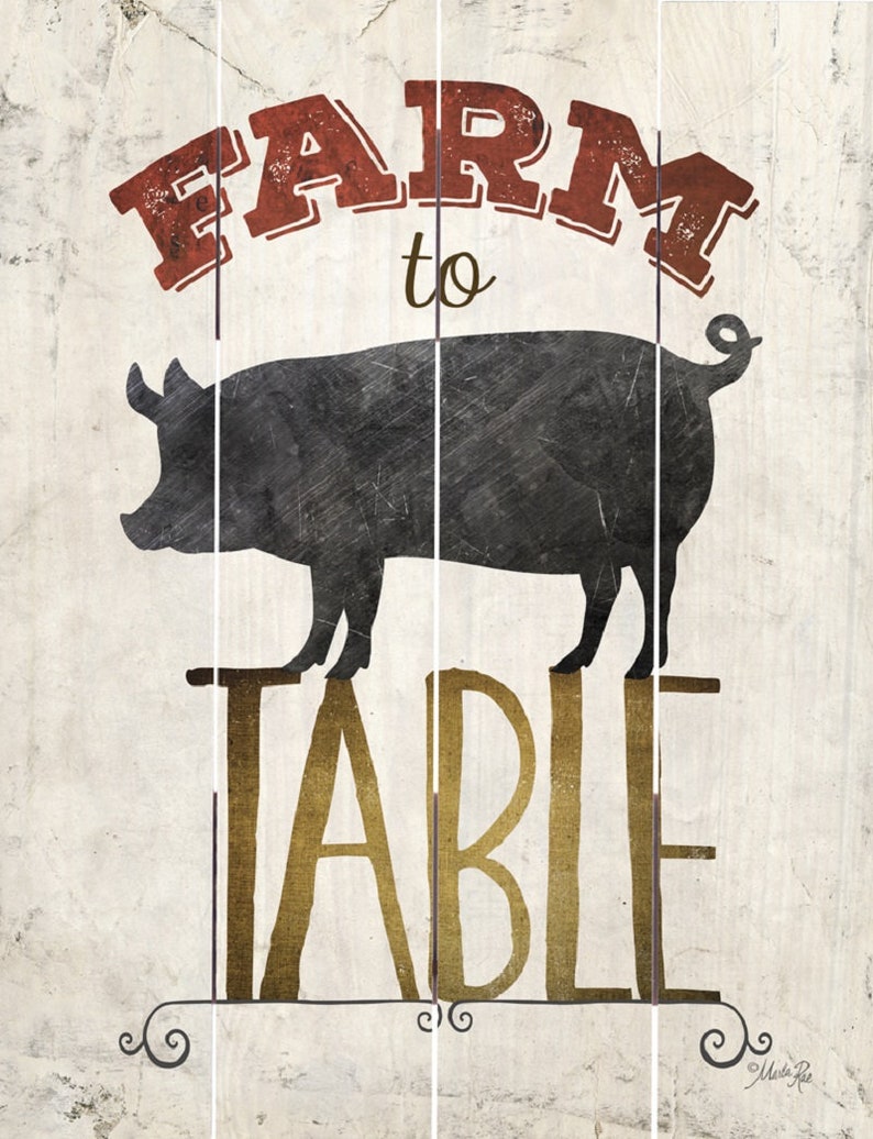 Rustic Farm to Table Hog Sign - 9x12 Pallet Wood Art Décor With Saw ...