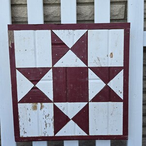 18" X 18" Reclaimed Barn Wood Quilt Square Red and White - Etsy