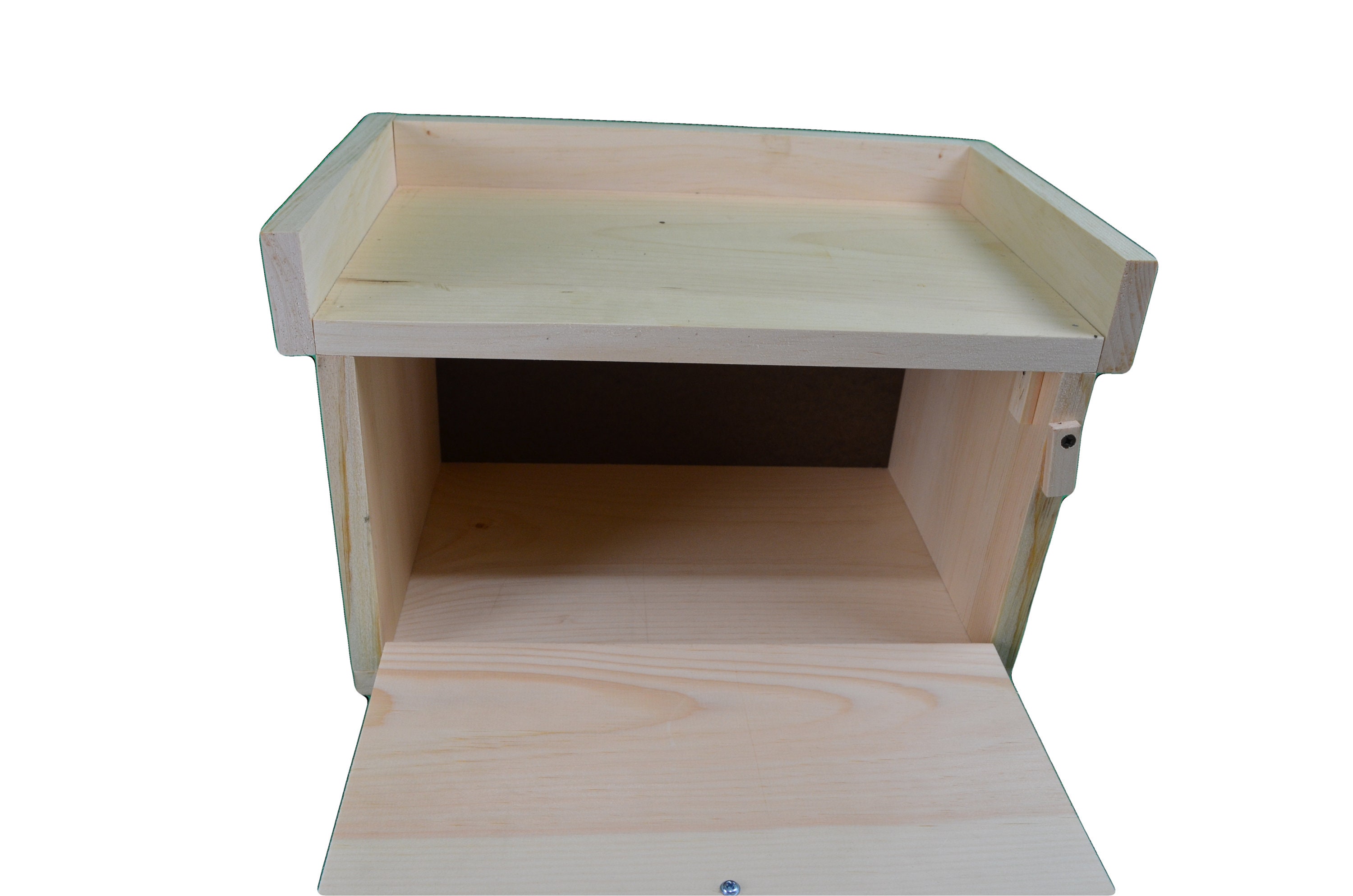 Rustic Unfinished Pine Bread Box With Top Shelf - Amish Country Kitchen ...