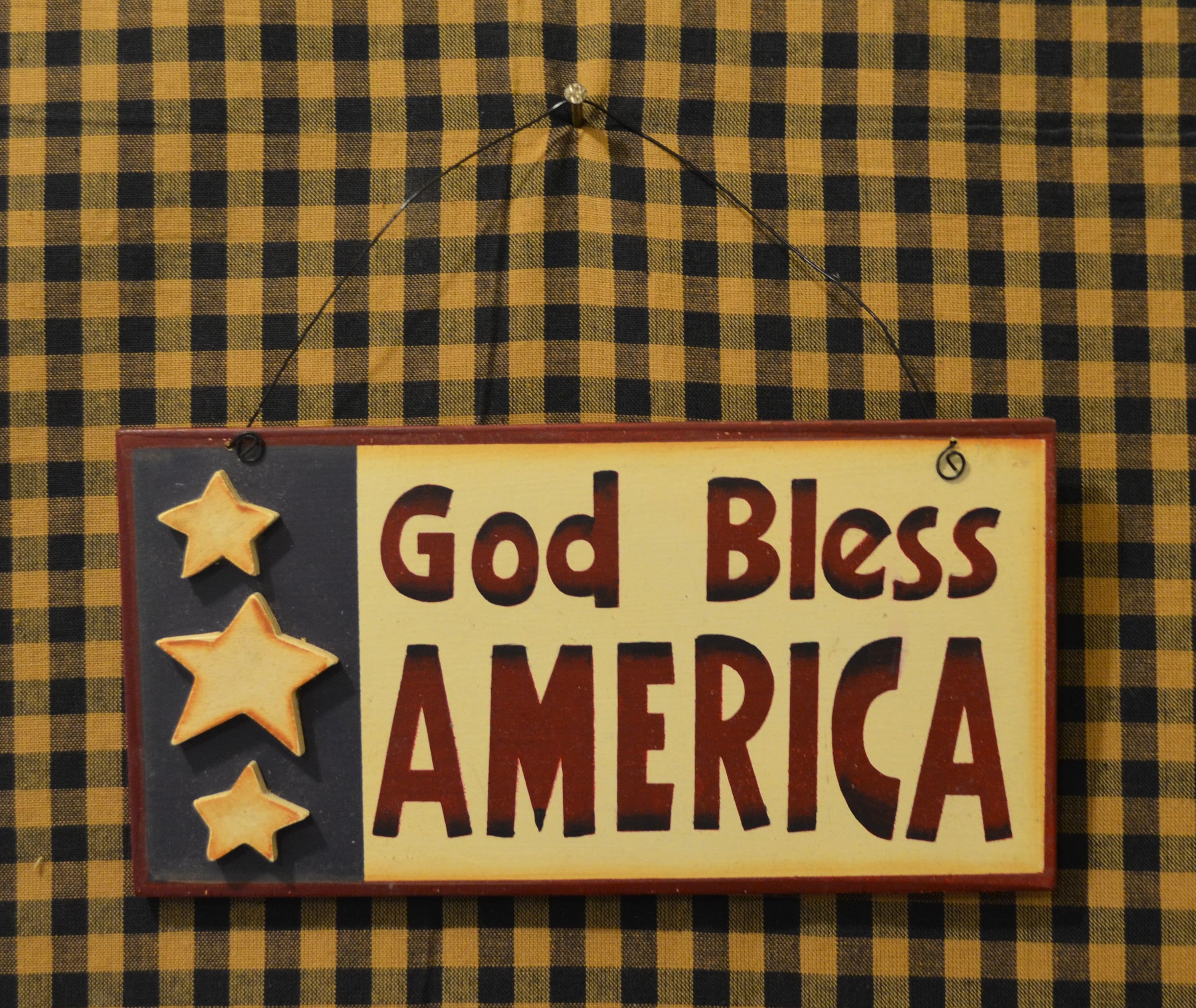 Wooden god Bless America Red White and Blue Sign | Etsy
