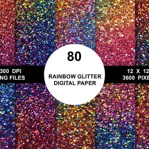 Rainbow Glitter Digital Papers, Digital Rainbow Glitter Patterns ...