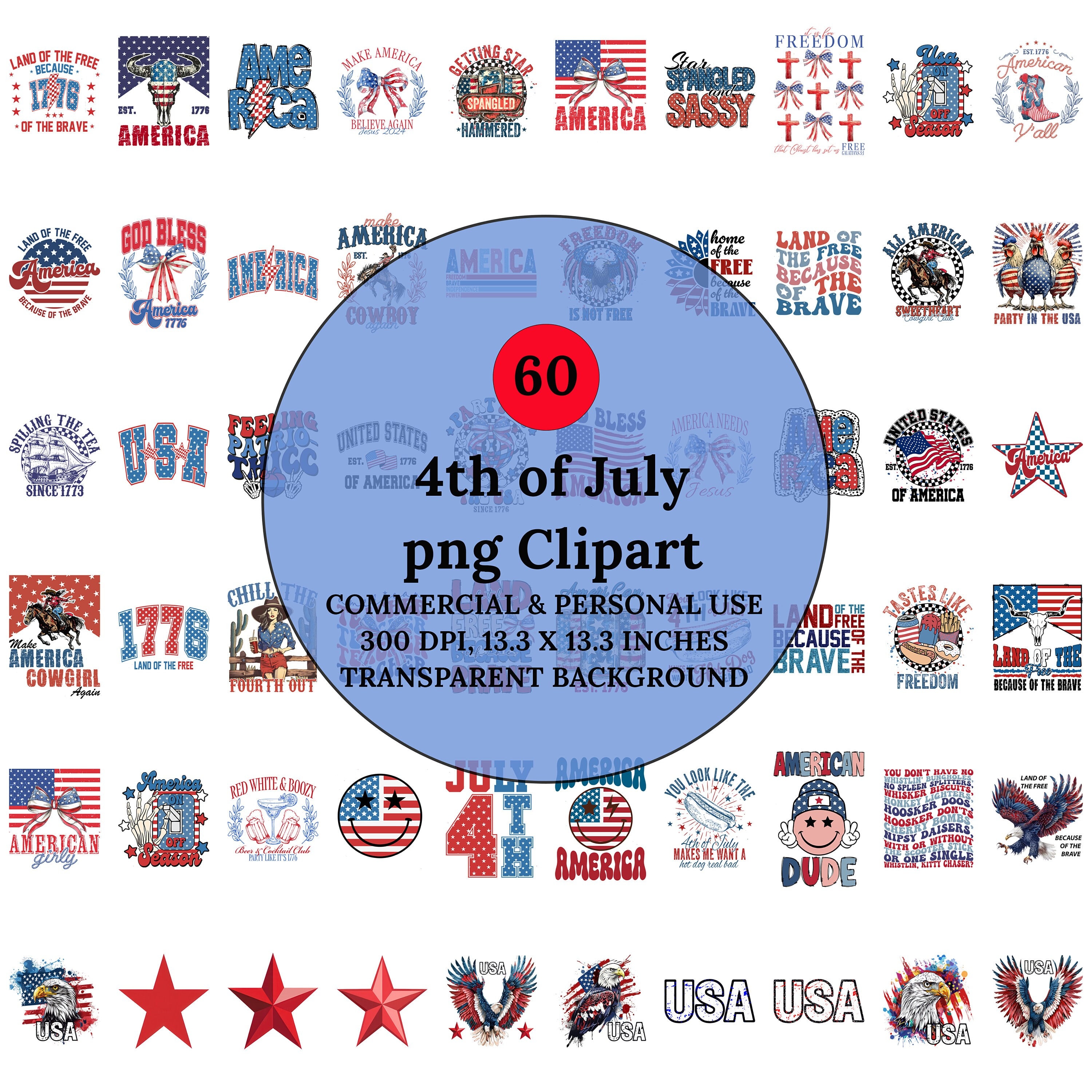 60 4th of July Png Clipart, 4th of July Png, Independence Day Clipart ...