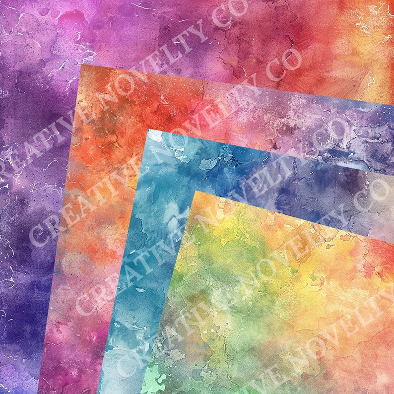 Watercolor Digital Paper, Rainbow Colors Gradient, Bright Pastel ...