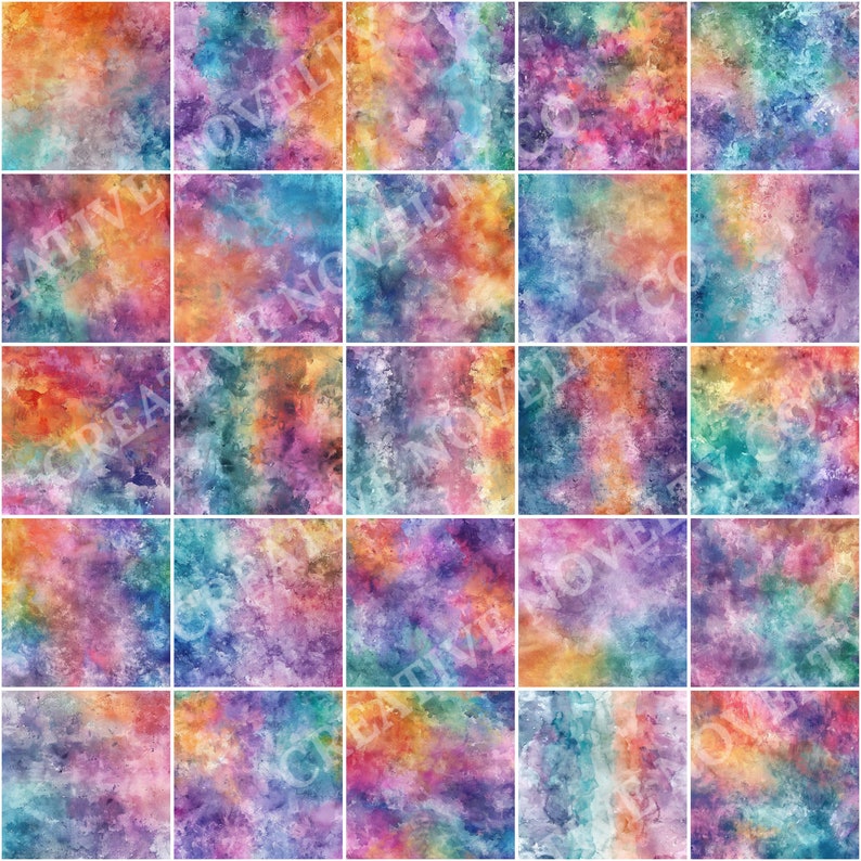 Watercolor Digital Paper, Rainbow Colors Gradient, Bright Pastel ...