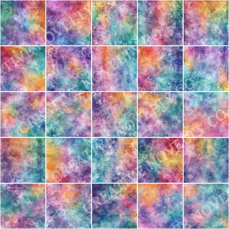Watercolor Digital Paper, Rainbow Colors Gradient, Bright Pastel ...