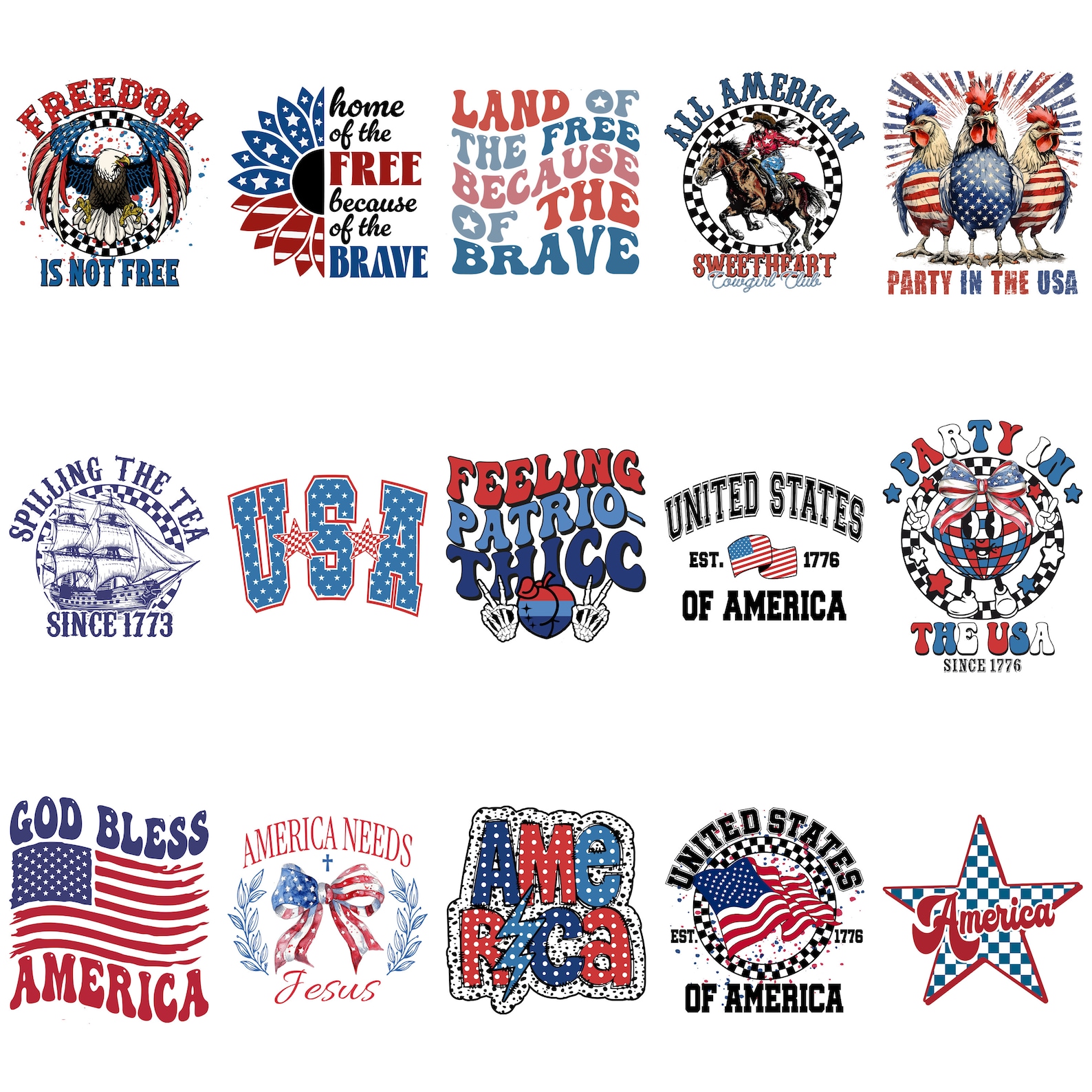 4th of July Clipart Bundle, Independence Day, 4th of July, Patriotic ...