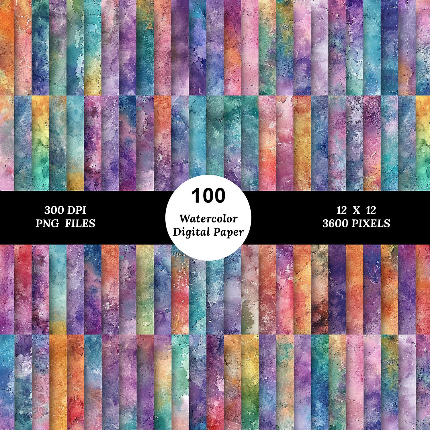 Watercolor Digital Paper, Rainbow Colors Gradient, Bright Pastel ...