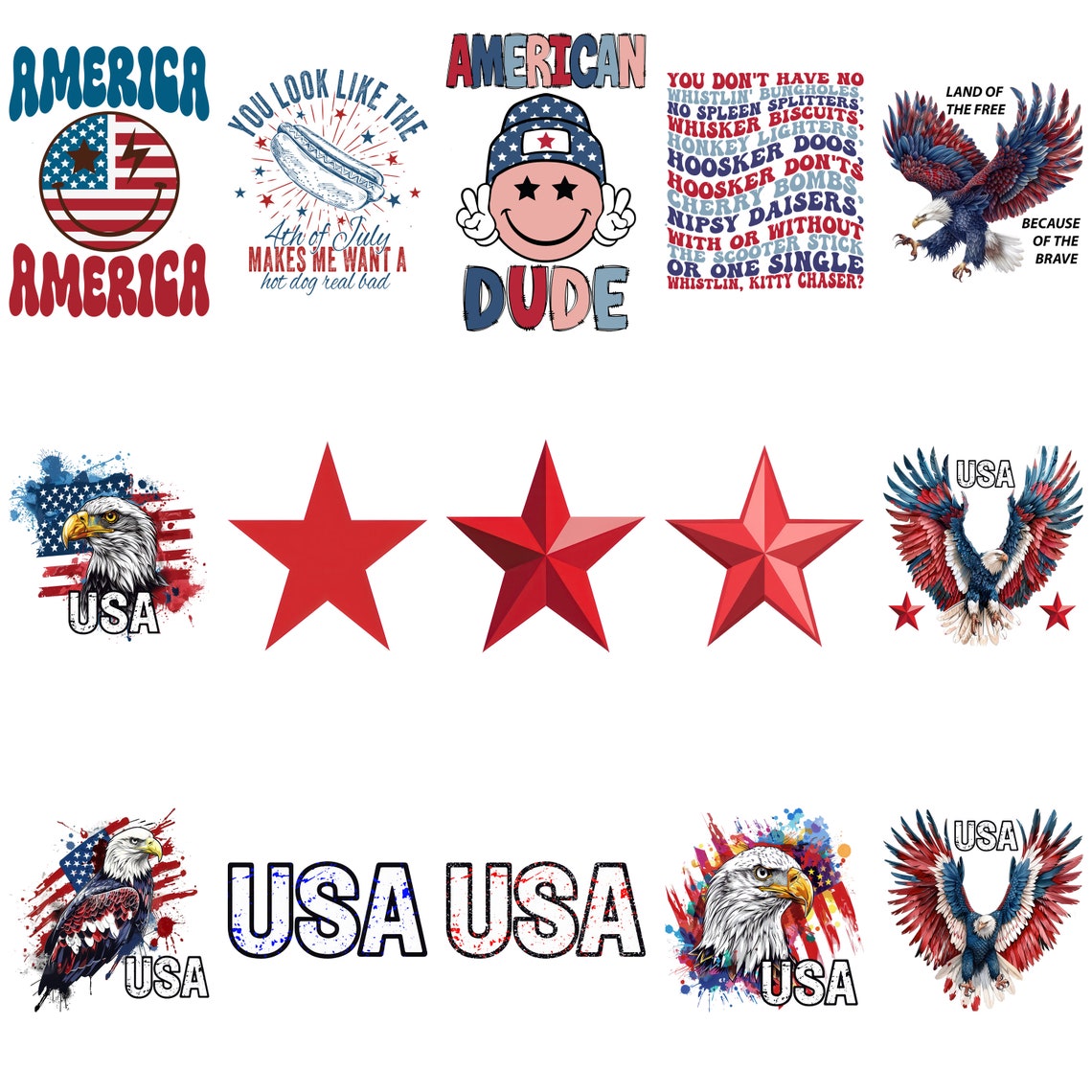 4th of July Clipart Bundle, Independence Day, 4th of July, Patriotic ...