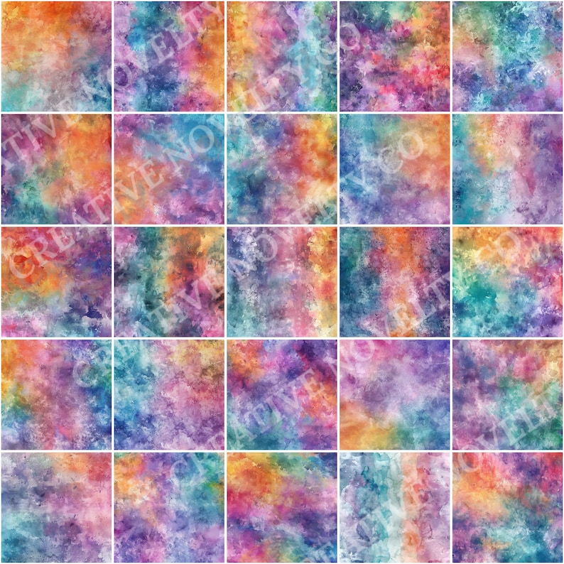 Watercolor Digital Paper, Rainbow Colors Gradient, Bright Pastel ...