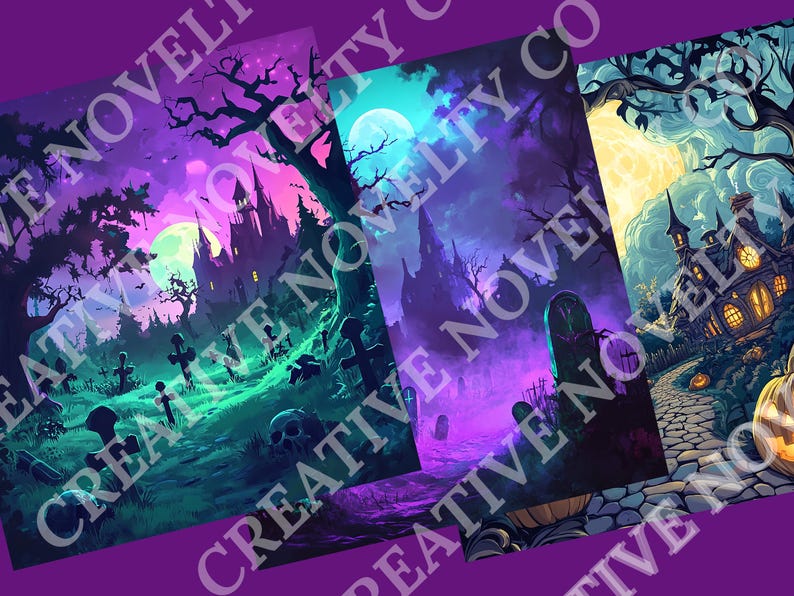 Halloween Watercolor Backgrounds, Halloween Digital Paper, Spooky Halloween Paper, Halloween ...