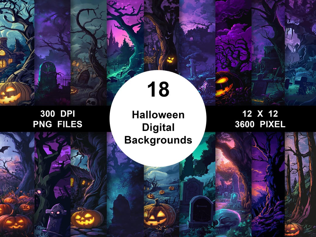 Halloween Watercolor Backgrounds, Halloween Digital Paper, Spooky ...