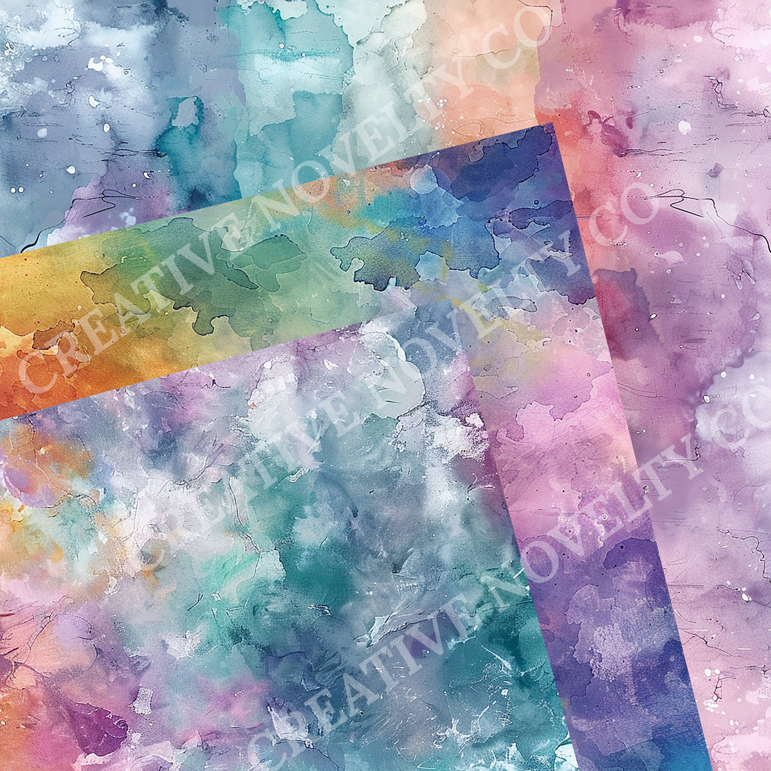 Watercolor Digital Paper, Rainbow Colors Gradient, Bright Pastel ...