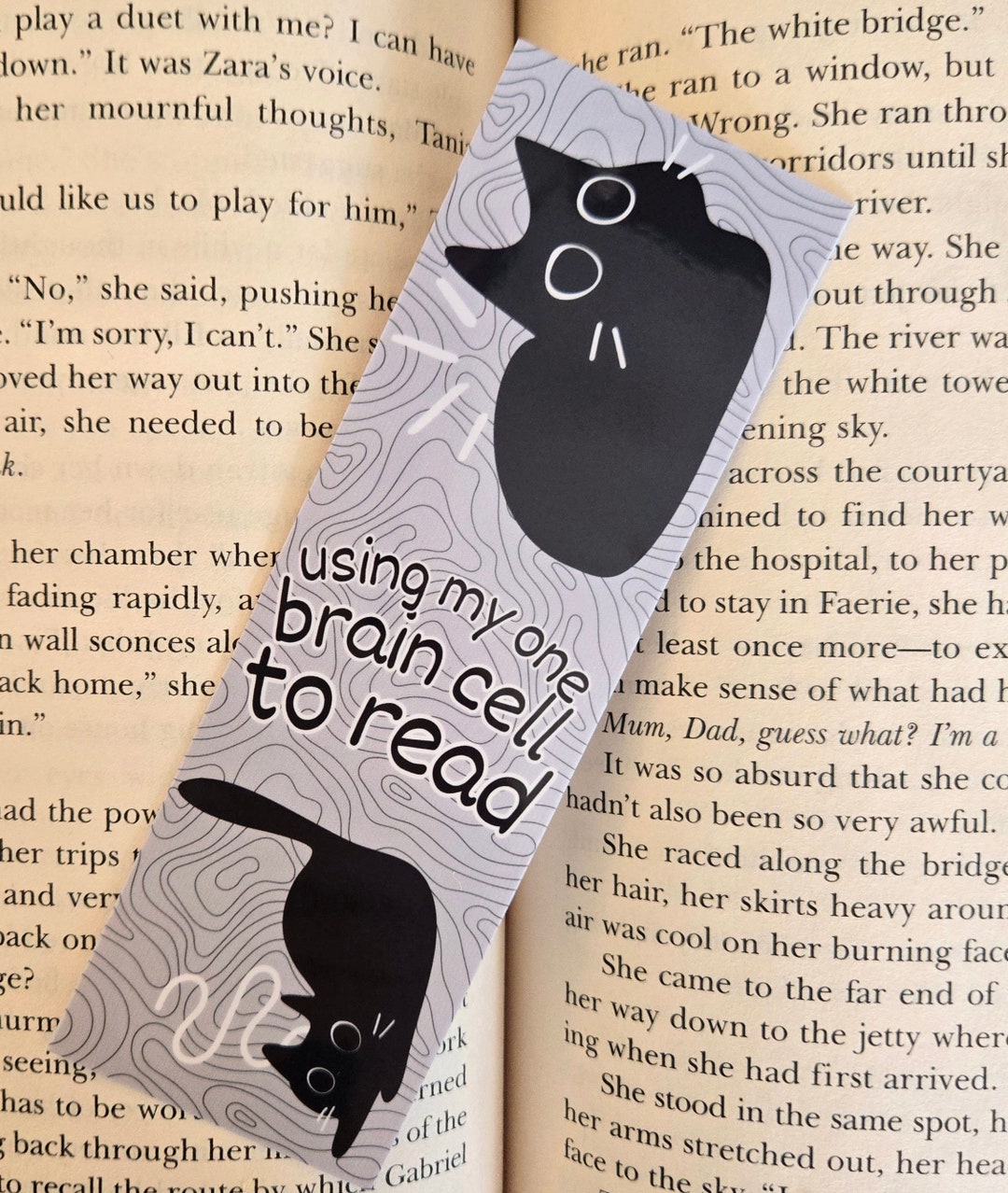 Black Cat Bookmark. | Cute Black Kitty Bookmark With One Brain Cell ...