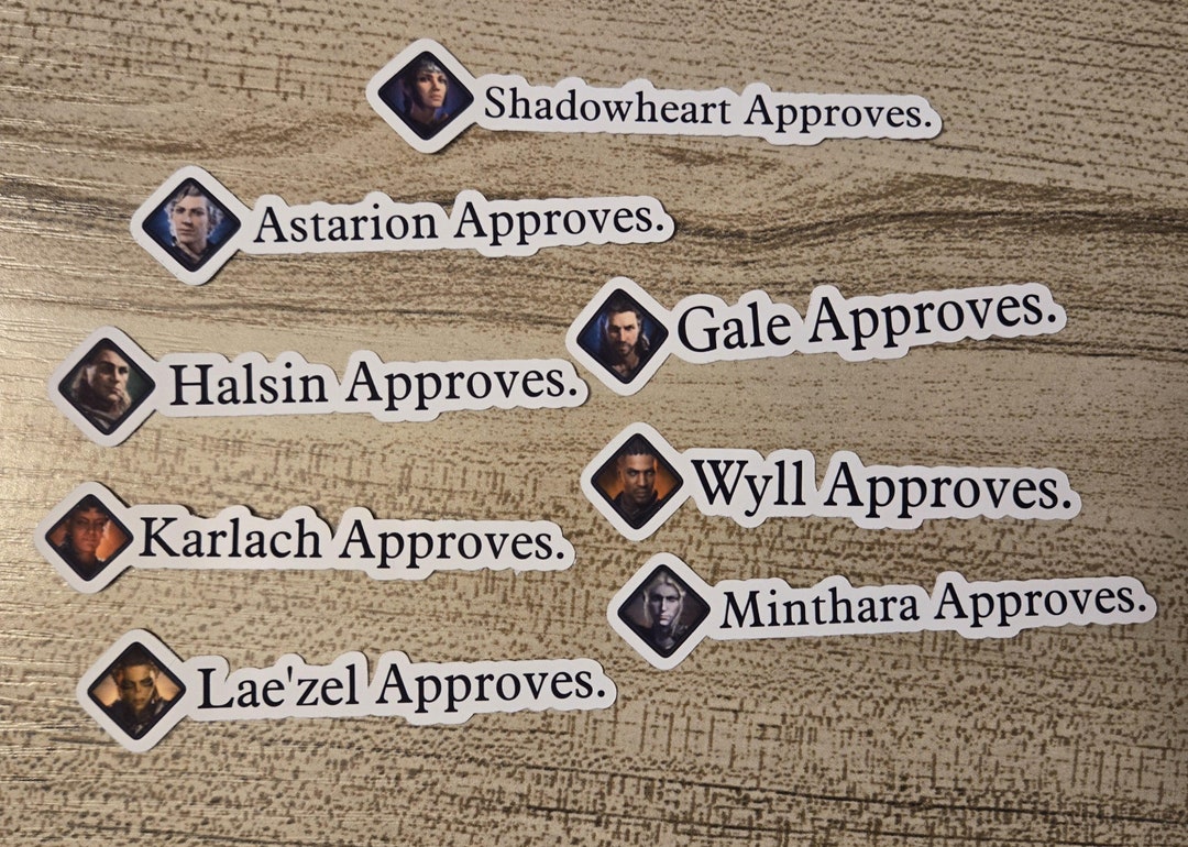 Baldur's Gate 3 Companions Approval Sticker! | Bg3 Stickers! Shadowheart, Lae'zel, Halsin, Gale ...