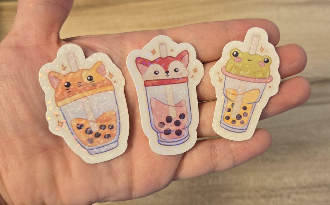 Boba Babies! | Cute Bubble Tea Animal Sticker! Frog, Cat, Fox! - Etsy