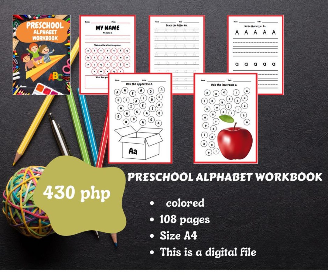 Fun & Colorful Preschool Alphabet Workbook 108 Pages: Early Learning ...