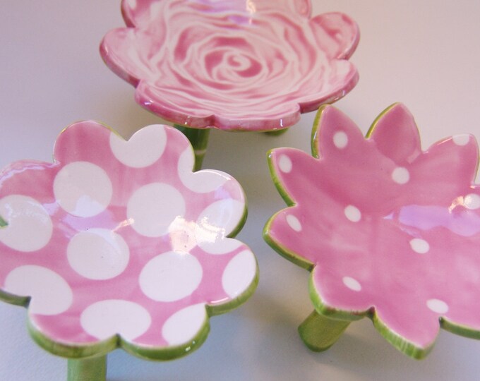 Pretty Pink Rose Ceramic Flower Dish Set - Etsy