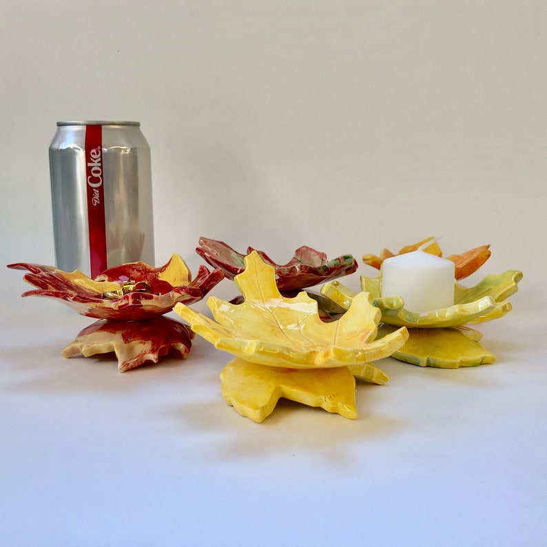 Set of 5 Ceramic Fall Leaf Dishes / Thanksgiving Decor - Etsy