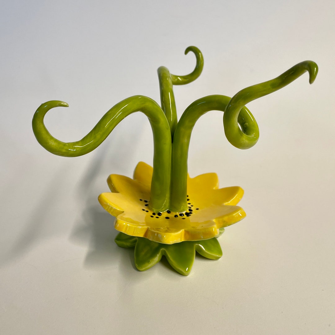 Whimsical Ceramic Ring Tree, Ring Holder, Ring Dish, Pretty Yellow ...
