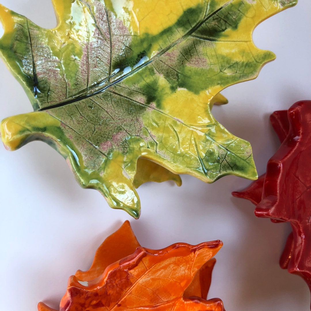 Autumn Leaves Ceramic Dishes Set of 5 Pottery Thanksgiving, Harvest ...