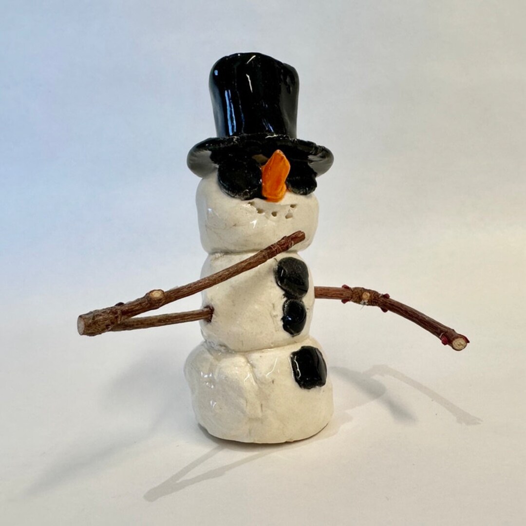 Little Roy, a Whimsical Ceramic Snowman W/ Creative Twig Arms - Etsy