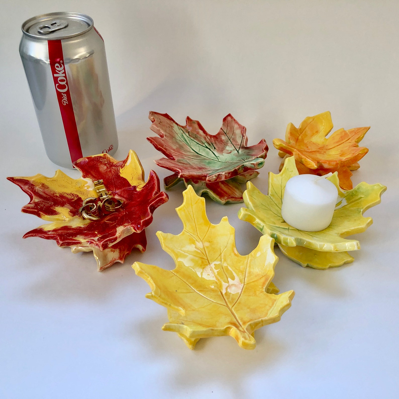 Set of 5 Ceramic Fall Leaf Dishes / Thanksgiving Decor - Etsy