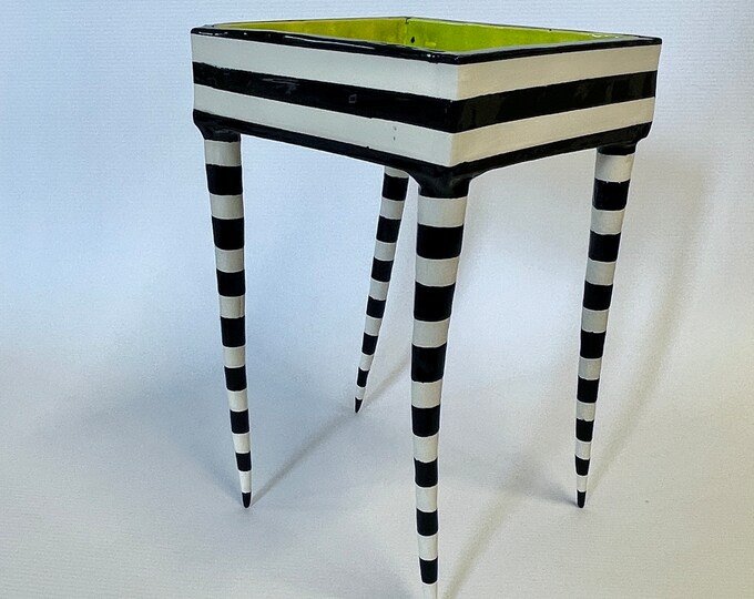 Screamin' Tall Black & White Beetle/juice Striped Ceramic Whimsical ...