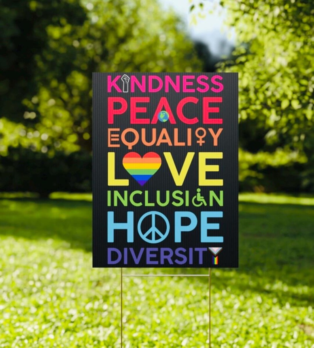 Yard Sign, Diversity Inclusion Equality Kindness, Lawn Decoration ...