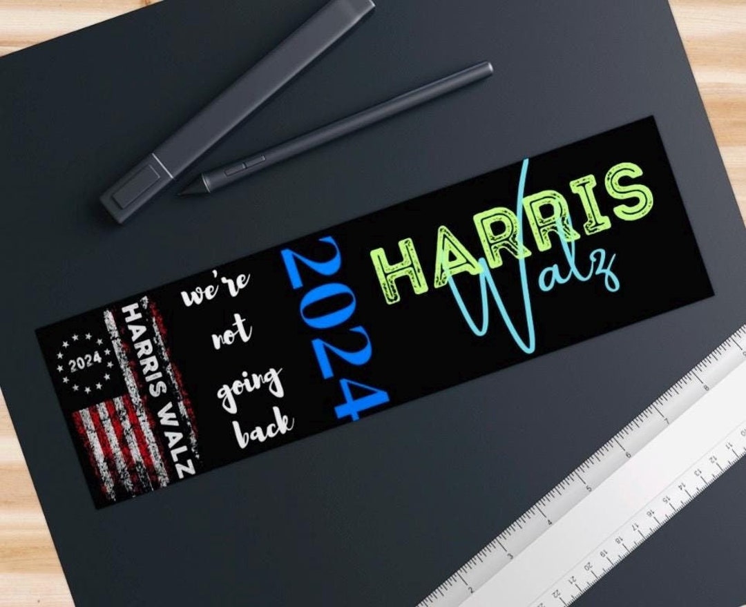 Harris Walz Sticker, American Flag Bumper Sticker, Military Style ...
