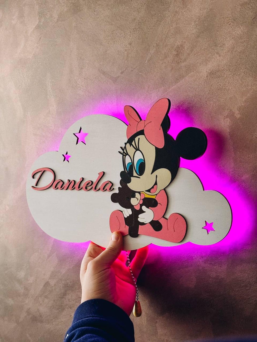Personalized Minnie Mouse Night Light | Custom Name LED Wall Decor for ...