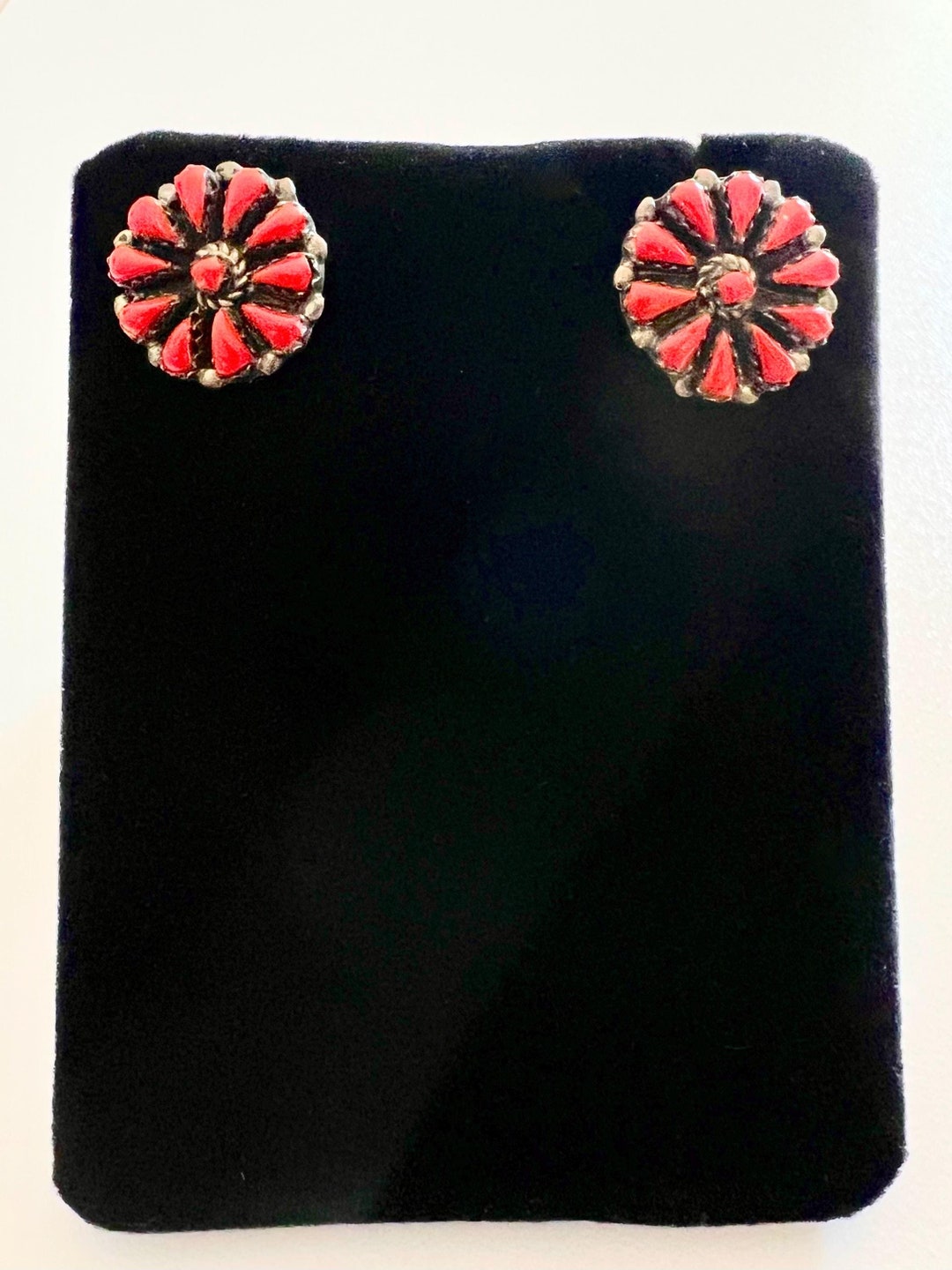 Vintage Native American Handmade Red Coral Cluster Earrings - Etsy