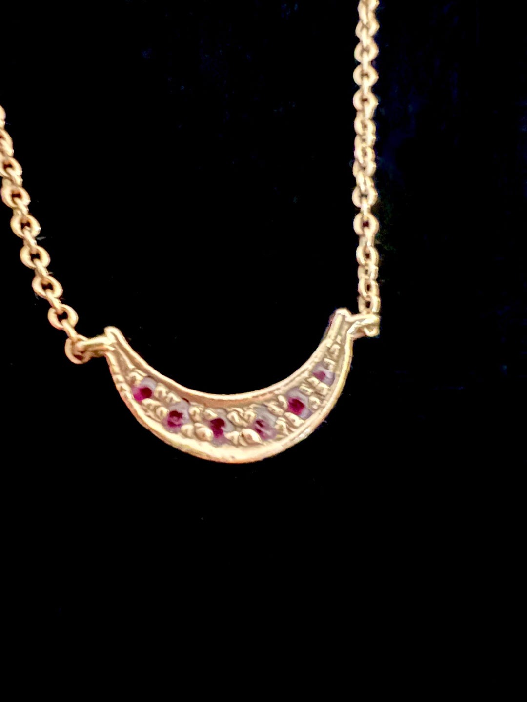 Rose Gold and Ruby Crescent Moon Bracelet - Etsy
