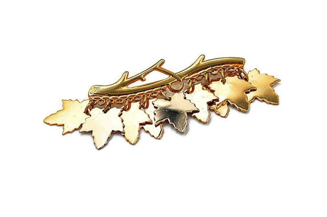 Vintage Elco 12K Gold Filled Maple Leaf Charms Brooch Pin - Filigree ...