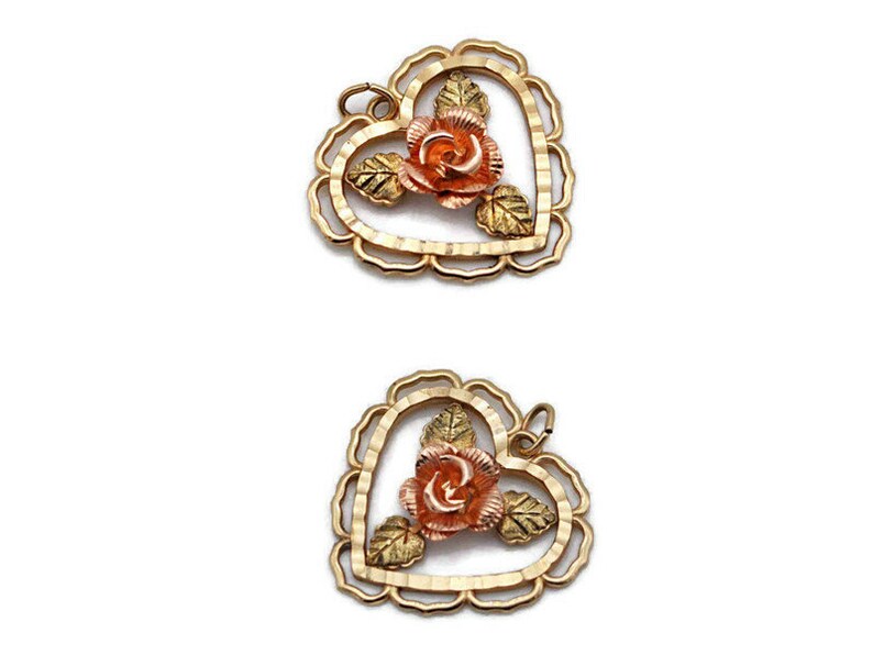 Vintage Black Hills Gold 10K Tri-color Rose Flower and Leaves | Etsy