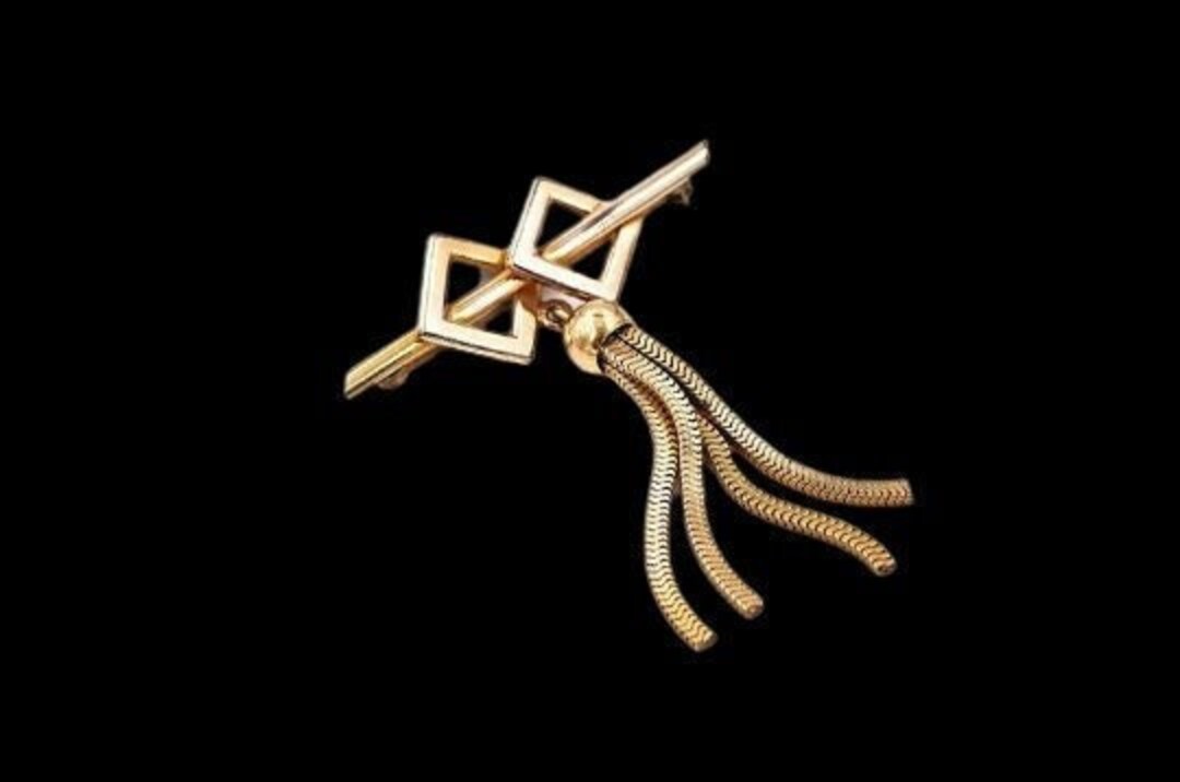 Vintage Forstner 12K Gold Filled Bar Pin Tassel Brooch Pin - Etsy